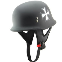 Outlaw Helmets T99 Black Iron Cross German Style Motorcycle Half Helmet ...